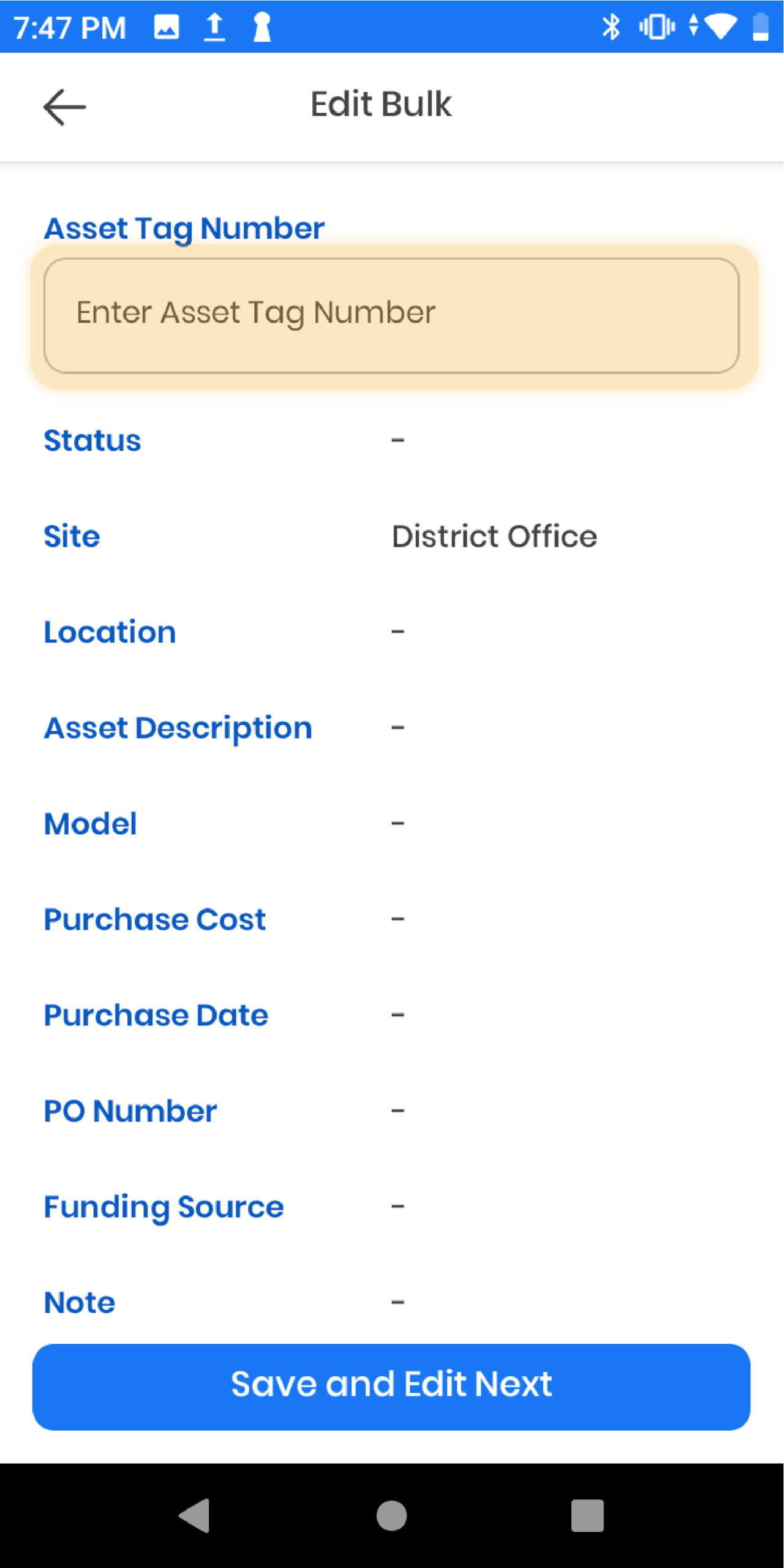 Bulk Edit Asset - Divot Assets
