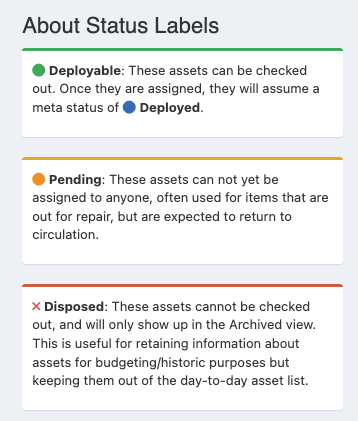 Status Labels - Divot Assets
